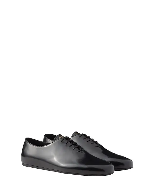 Prada Brushed Leather Lace-up Shoes - Black