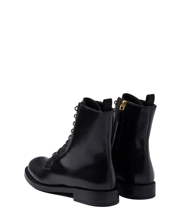 Prada Brushed Leather Ankle Boots