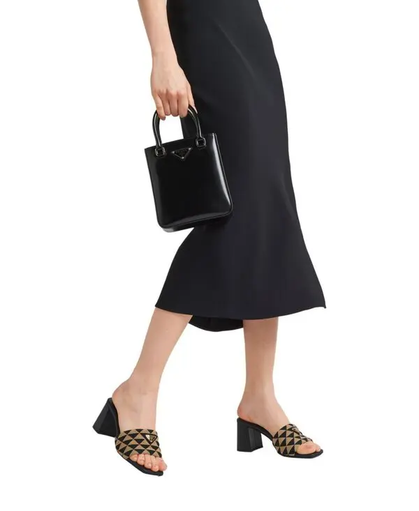 Prada Embroidered Fabric Heeled Sandals