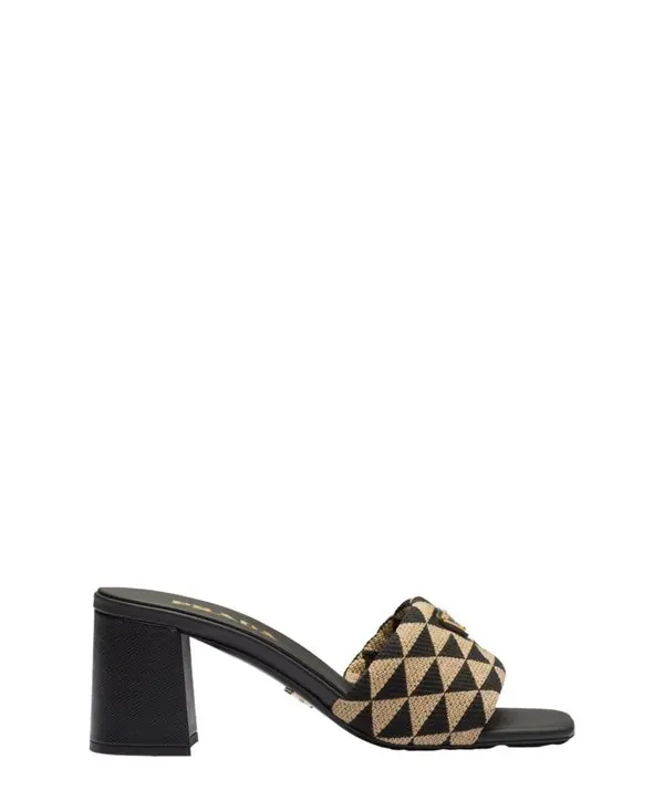 Prada Embroidered Fabric Heeled Sandals