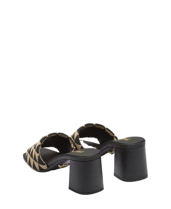 Prada Embroidered Fabric Heeled Sandals