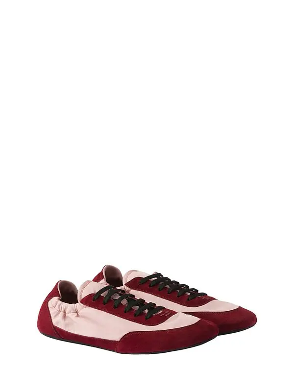 Prada Collapse Re-nylon And Suede Sneakers - Pink