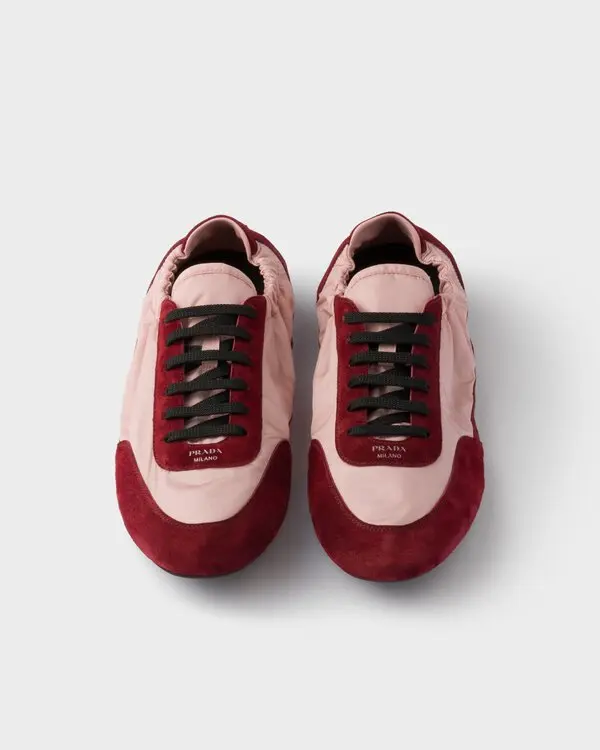 Prada Collapse Re-nylon And Suede Sneakers - Pink