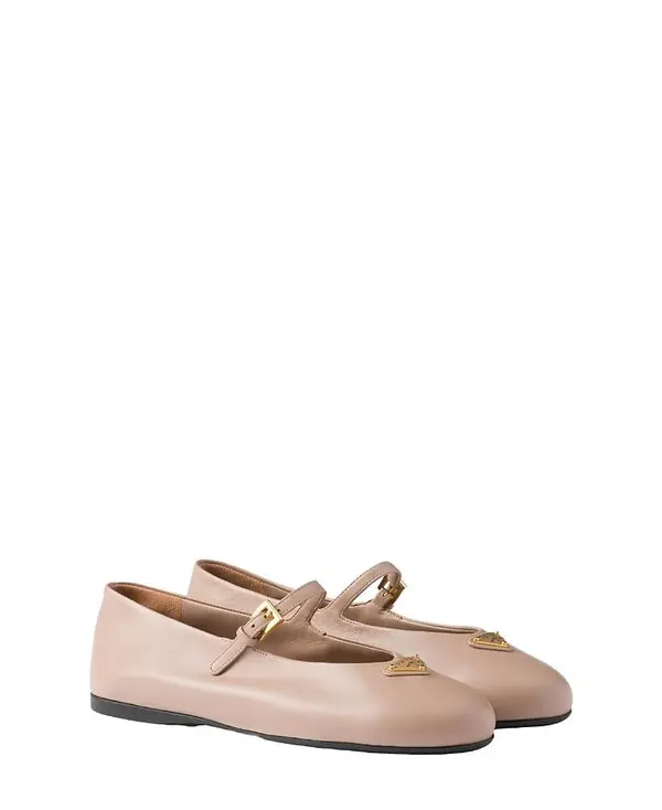 Prada Nappa Leather Ballerinas - Powder
