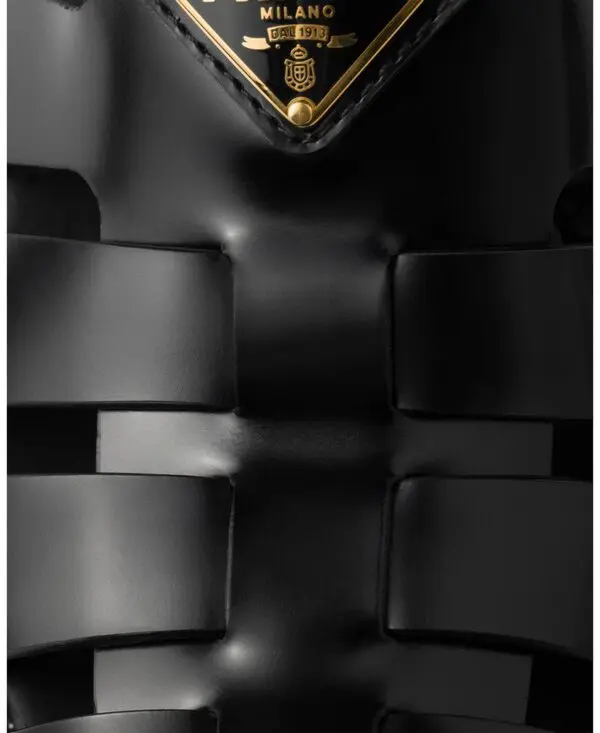 Prada Brushed Leather Fisherman Sandals - Black