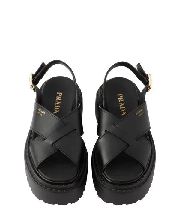 Prada Crisscross Sandals - Black
