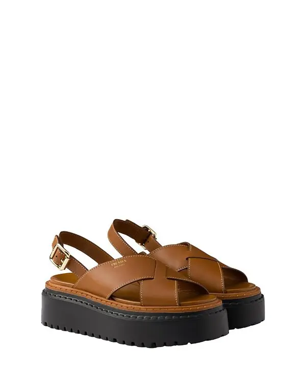 Prada Crisscross Sandals - Leather