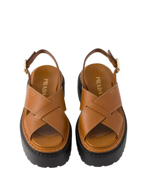 Prada Crisscross Sandals - Leather
