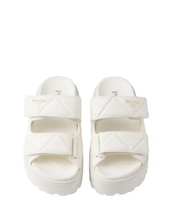 Prada Padded Nappa Leather Slides - Neutral
