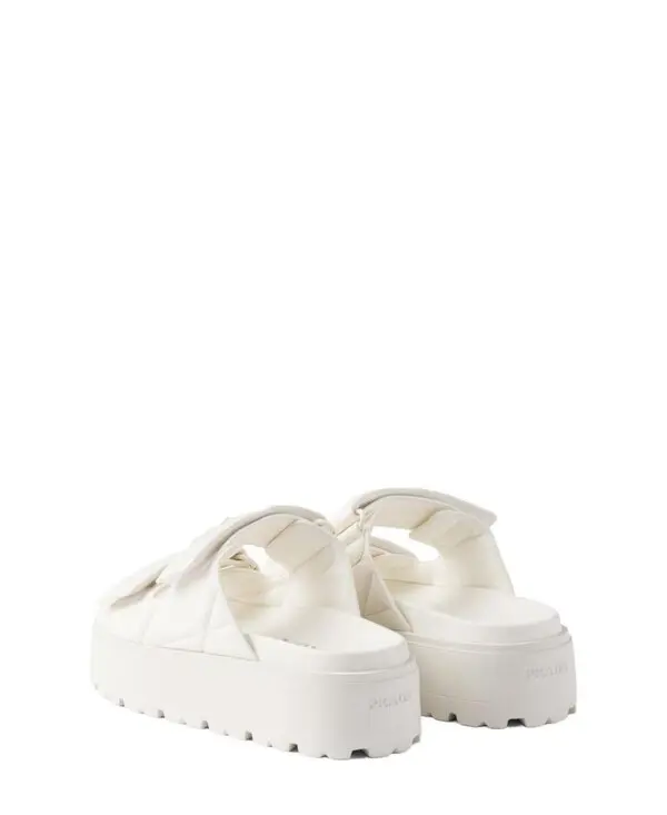 Prada Padded Nappa Leather Slides - Neutral