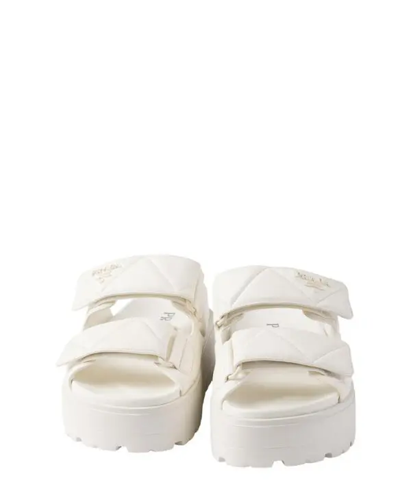 Prada Padded Nappa Leather Slides - Neutral
