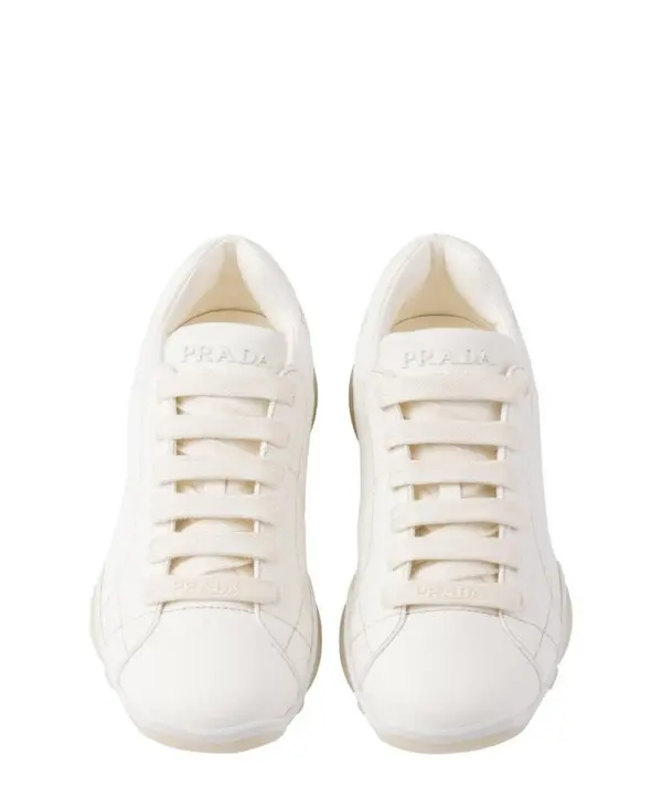 Prada Nappa Leather Sneakers - Neutral
