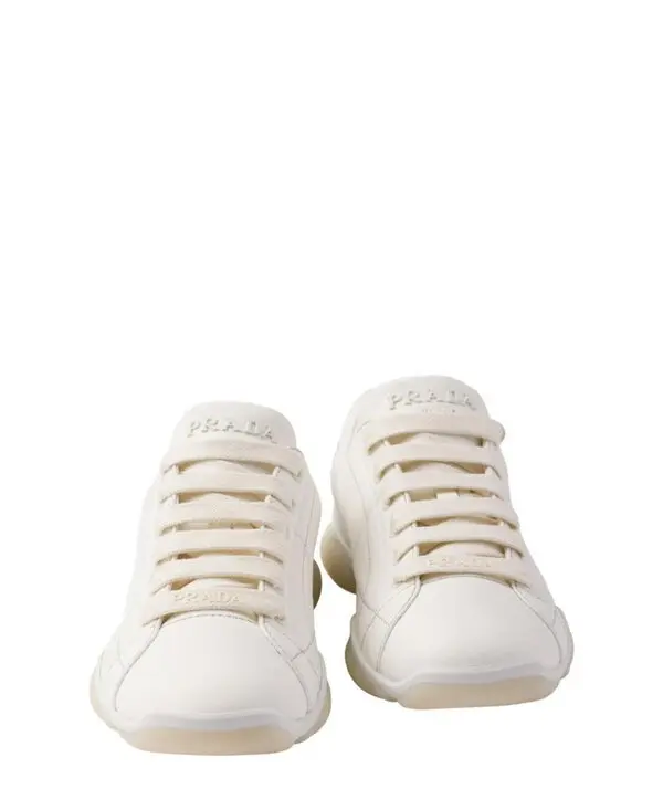 Prada Nappa Leather Sneakers - Neutral