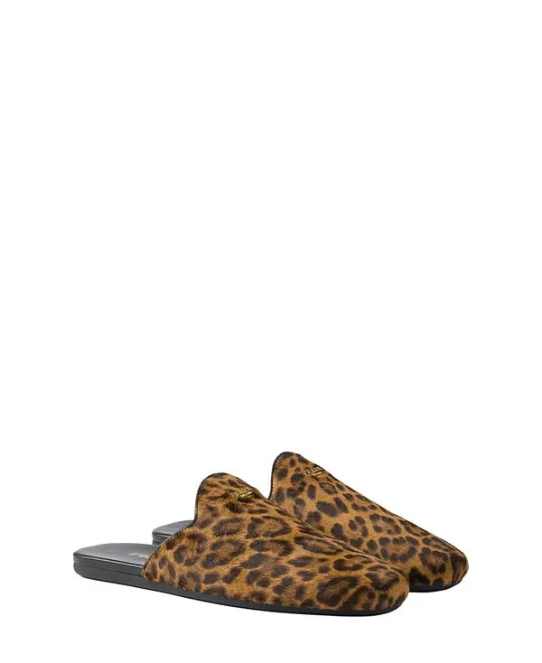 Prada Leopard-print Leather Mules - Neutral