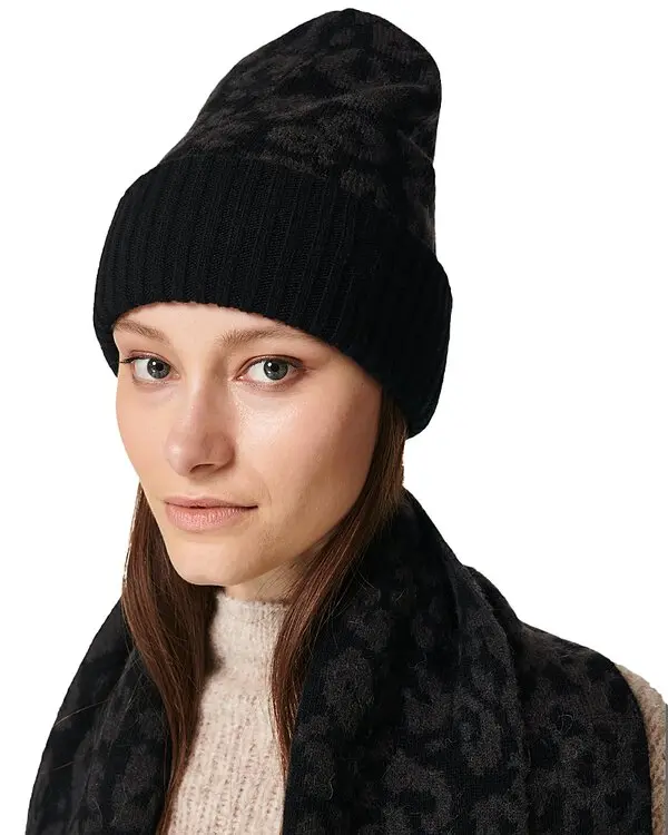 Sweaty Betty Leopard Print Jacquard Beanie - Black