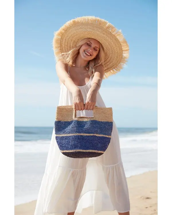 Mar Y Sol Camden Stripe Raffia Tote