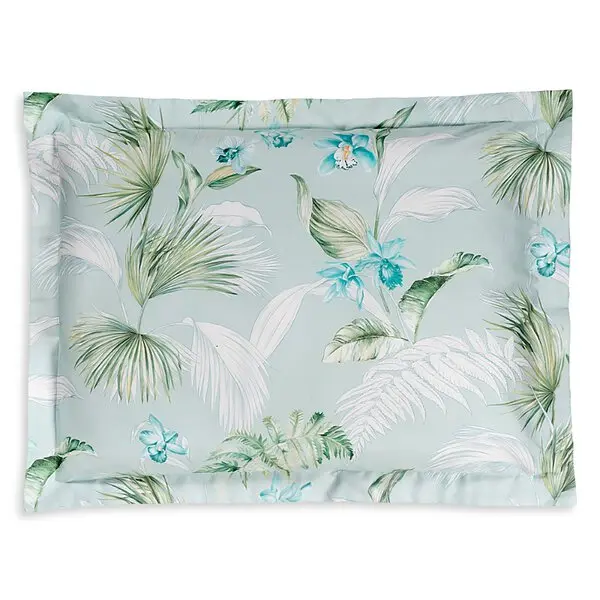 DEA LUXURY LINENS Canarie Sateen Floral Print Standard Sham - Foggy Dew