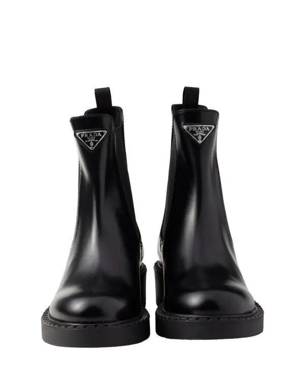 Prada Brushed Leather Chelsea Booties