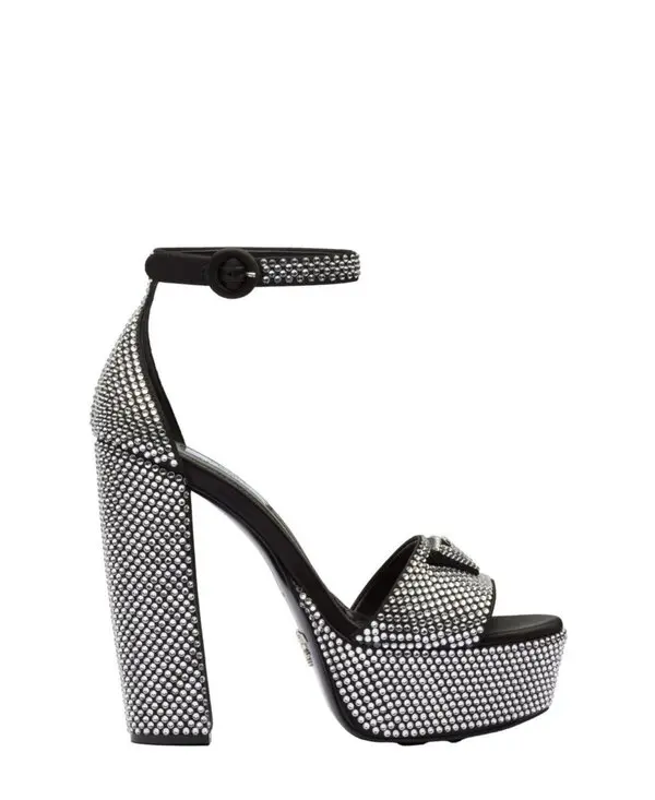 Prada Satin Platform Sandals With Crystals