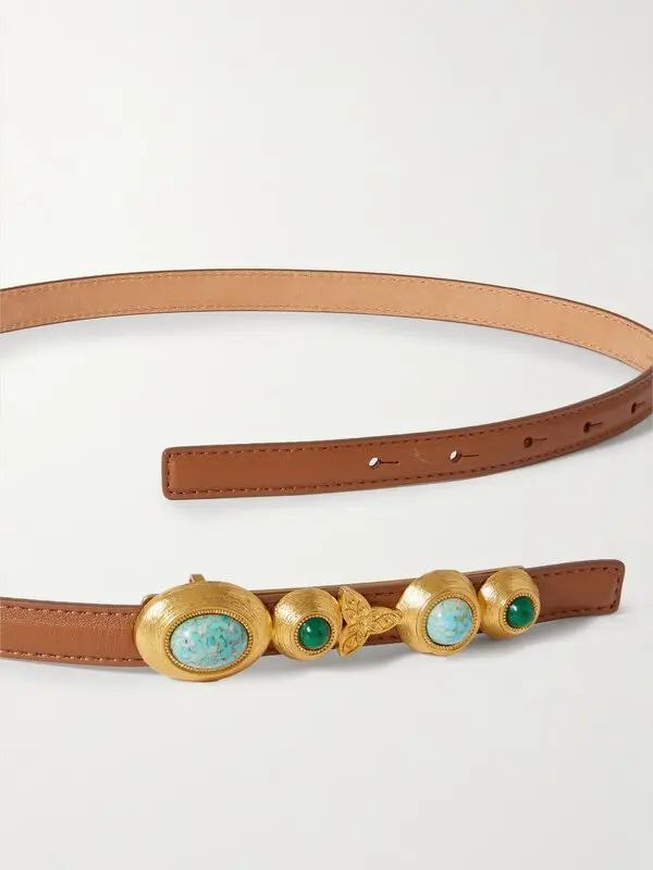 SONIA PETROFF Earth Embellished Leather Belt