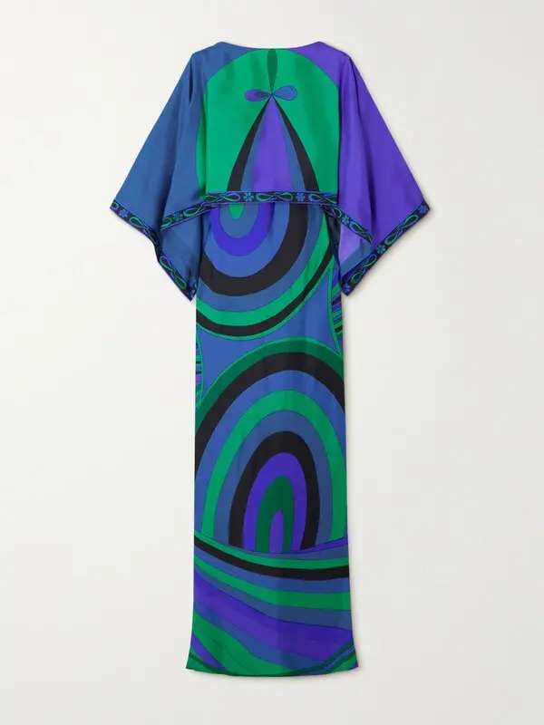 Emilio Pucci Layered Printed Silk-twill Maxi Dress