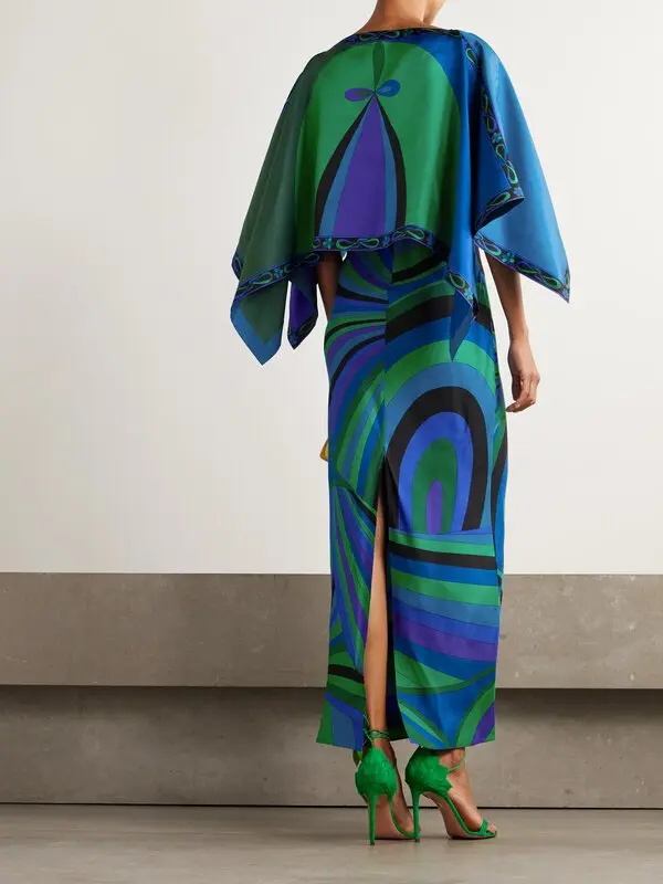 Emilio Pucci Layered Printed Silk-twill Maxi Dress