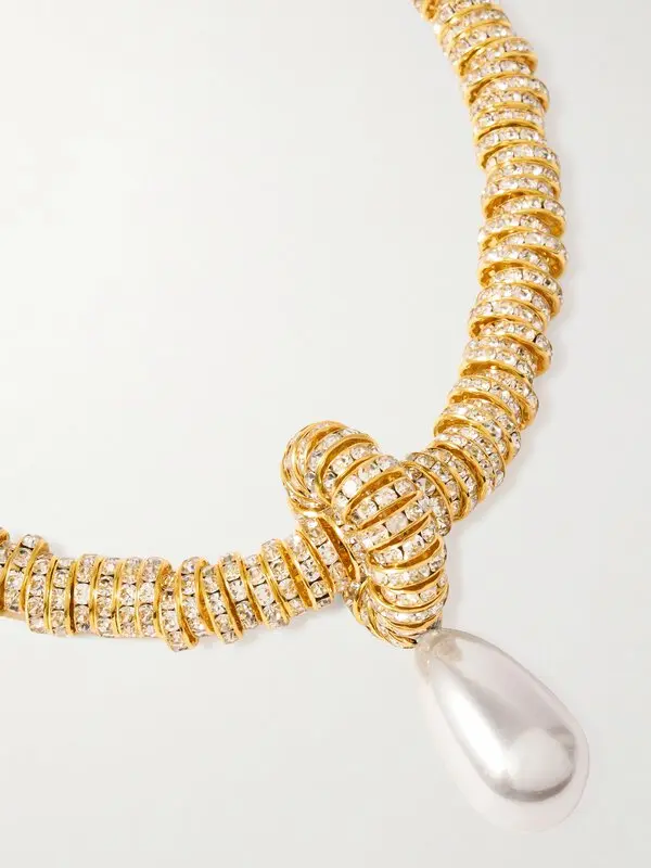 JULIETTA Tone Crystal And Faux Pearl Necklace - Gold