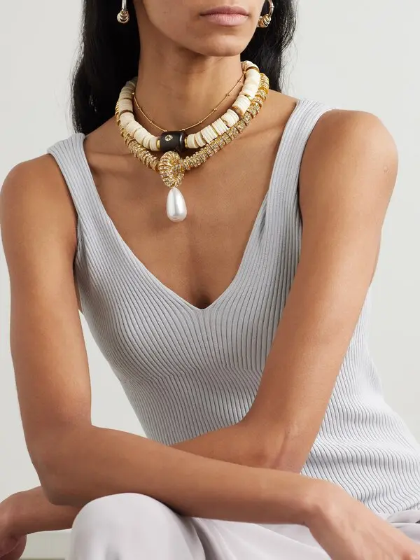 JULIETTA Tone Crystal And Faux Pearl Necklace - Gold
