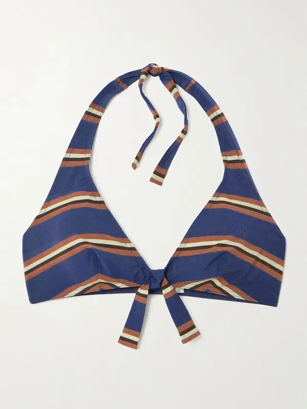 ERES Cap Striped Halterneck Bikini Top - Blue
