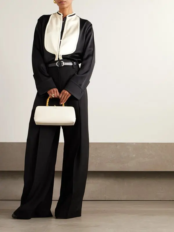 JIL SANDER Oversized Two-tone Piped Crepe Shirt