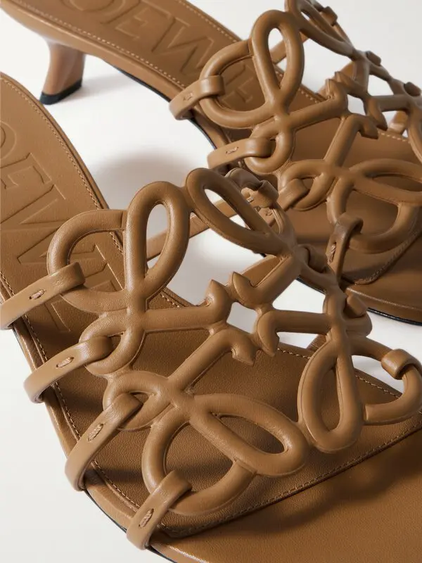 Loewe Petal Anagram Leather Sandals - Brown