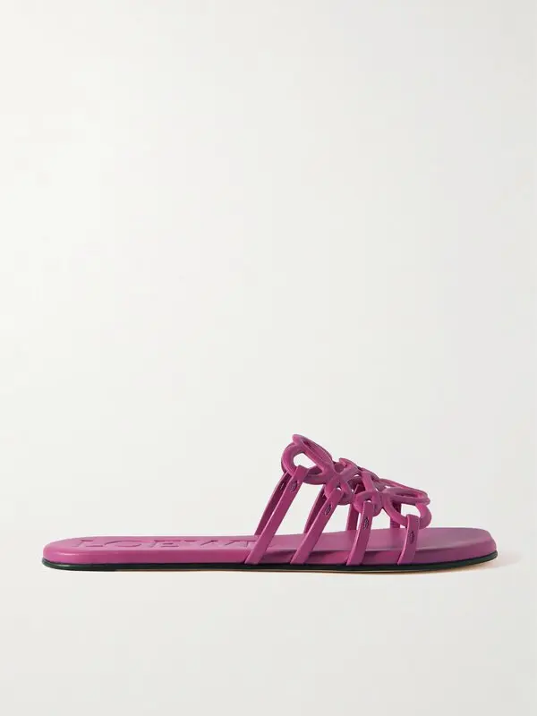 Loewe Petal Anagram Leather Slides - Pink