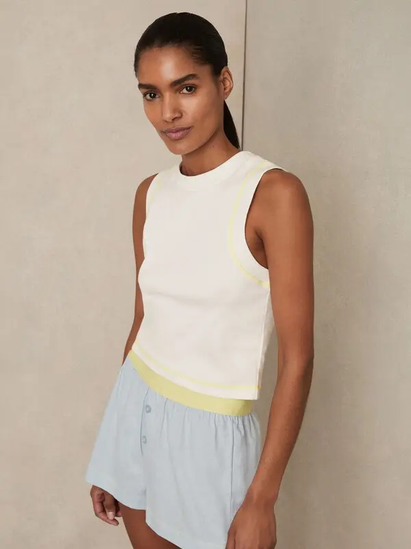 REISS Lea Stretch-cotton Ribbed Vest