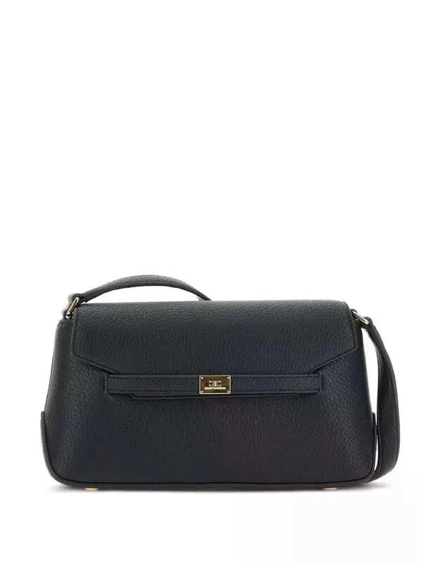 Elisabetta Franchi Leather Shoulder Bag With Logo Plaque