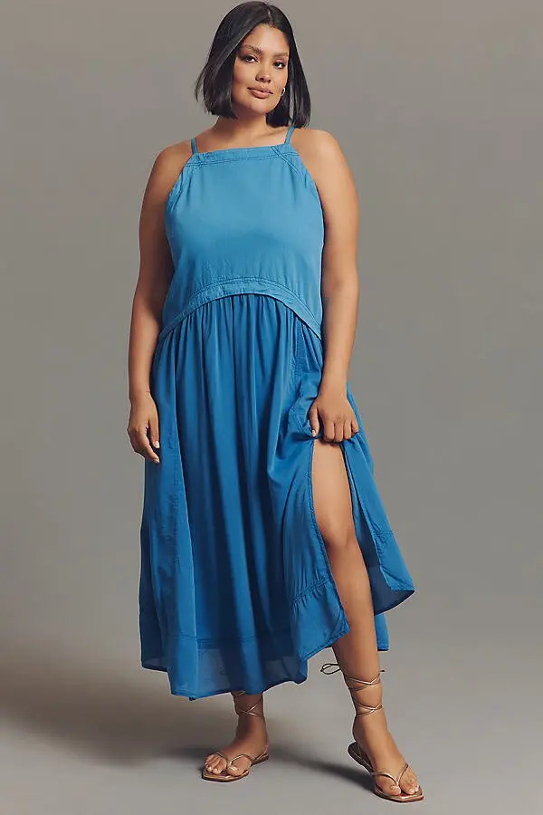 Pilcro Sleeveless Twofer Midi Dress In Blue - 38% Off | Editorialist