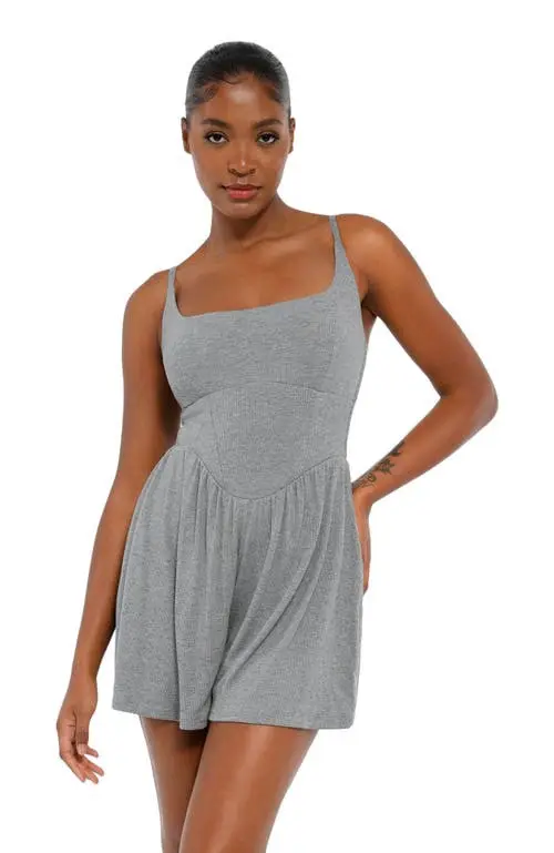 POPILUSH Shapewear Modal Tummy Control Wide-leg Romper - Cadet Grey