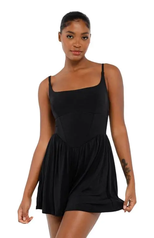 POPILUSH Shapewear Modal Tummy Control Wide-leg Romper - Midnight Black