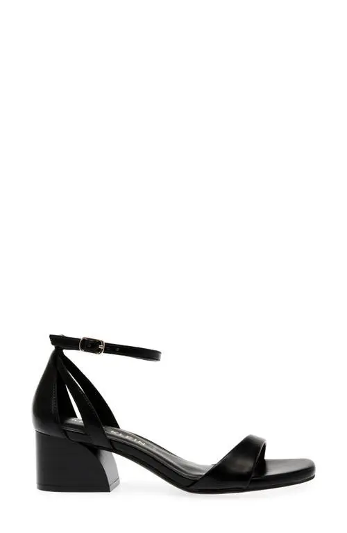 Anne Klein Ankle Strap Sandal - Black Smooth