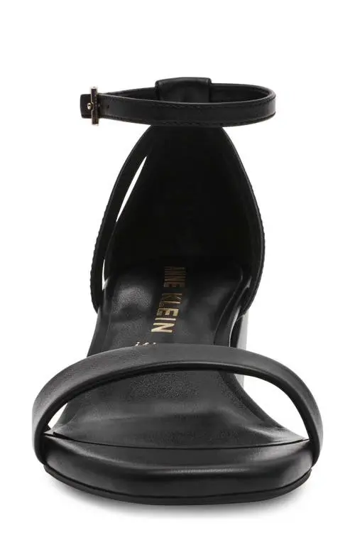 Anne Klein Ankle Strap Sandal - Black Smooth