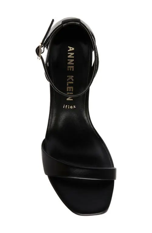 Anne Klein Ankle Strap Sandal - Black Smooth