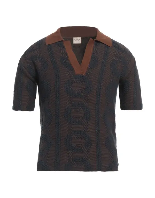 TOD'S Jacquard Knit Two-tone Polo Shirt