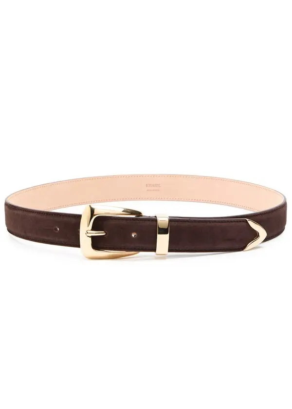Khaite Benny Suede Belt - Dark Brown
