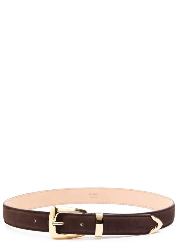 Khaite Benny Suede Belt - Dark Brown