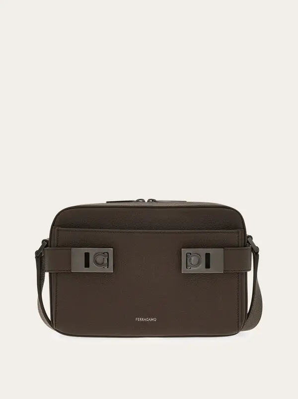 FERRAGAMO East-west Crossbody Bag With Gancini Buckles - Brown