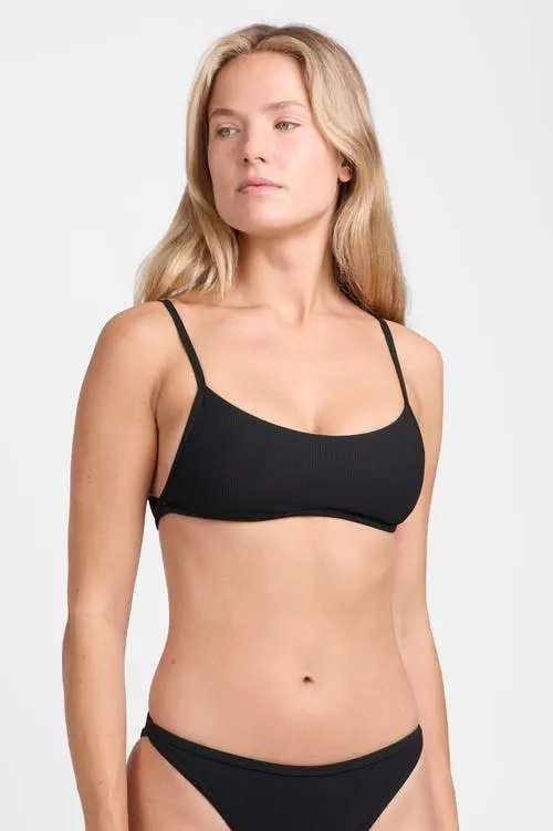 JOLYN Lori Bikini Top - Black Ribbed