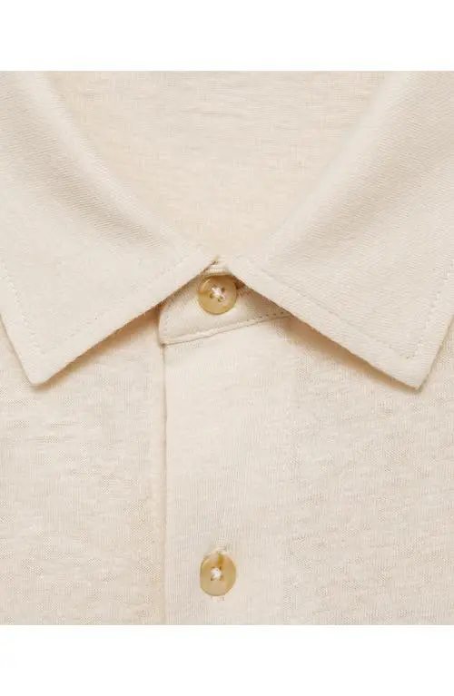 Mango Regular Fit Short Sleeve Linen Blend Button-up Shirt - Ivory White