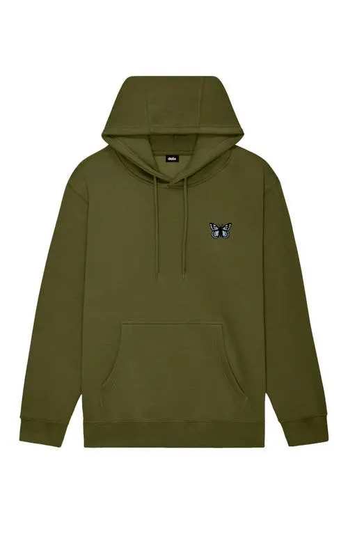 DALIX Butterfly Embroidered Hoodie - Olive