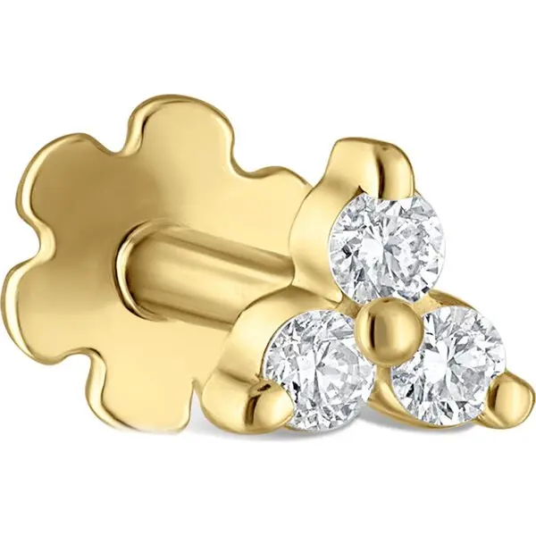 MARIA TASH Diamond Trinity Threaded Stud Earring - Yellow Gold