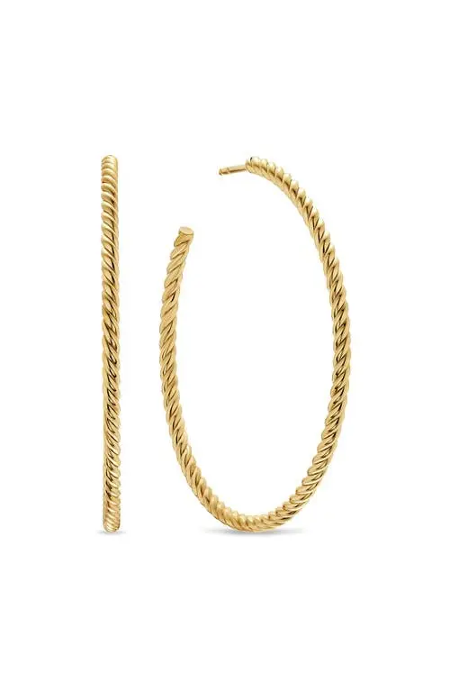 David Yurman 18k Gold Cable Hoop Earrings - Yellow Gold