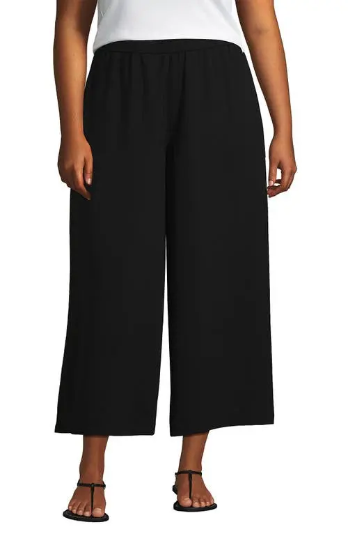 LANDS' END Creaseless High-rise Palazzo Crop Pants - Black